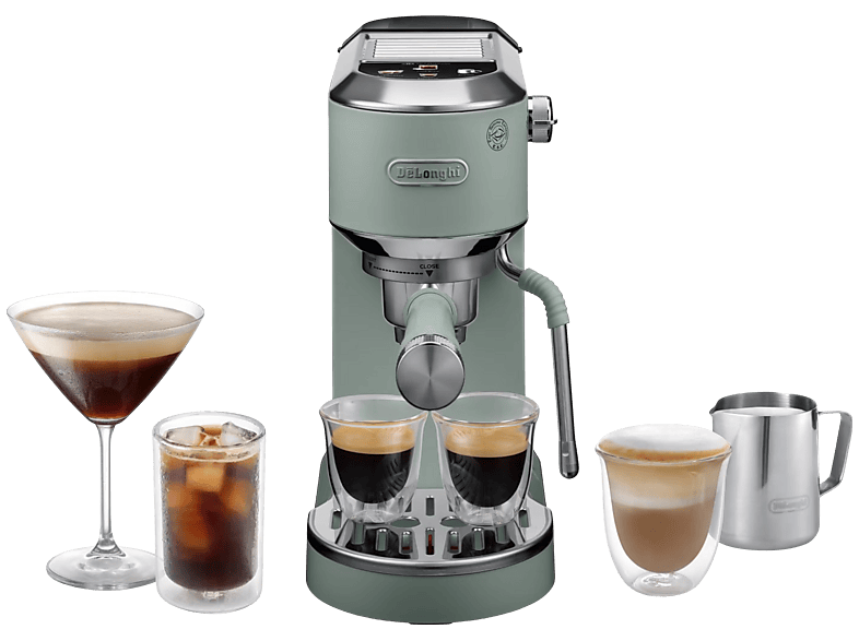 DE LONGHI EC 890.GR Dedica Duo Espressomaschine (Jade Green, 1450 Watt, 15 bar) | MediaMarkt