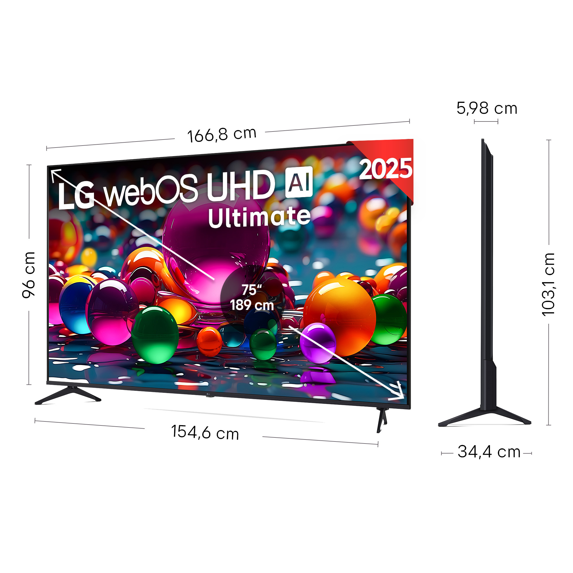TV LED 75" | LG 75UA75006LA, UHD 4K, Procesador Inteligente α7 AI ...