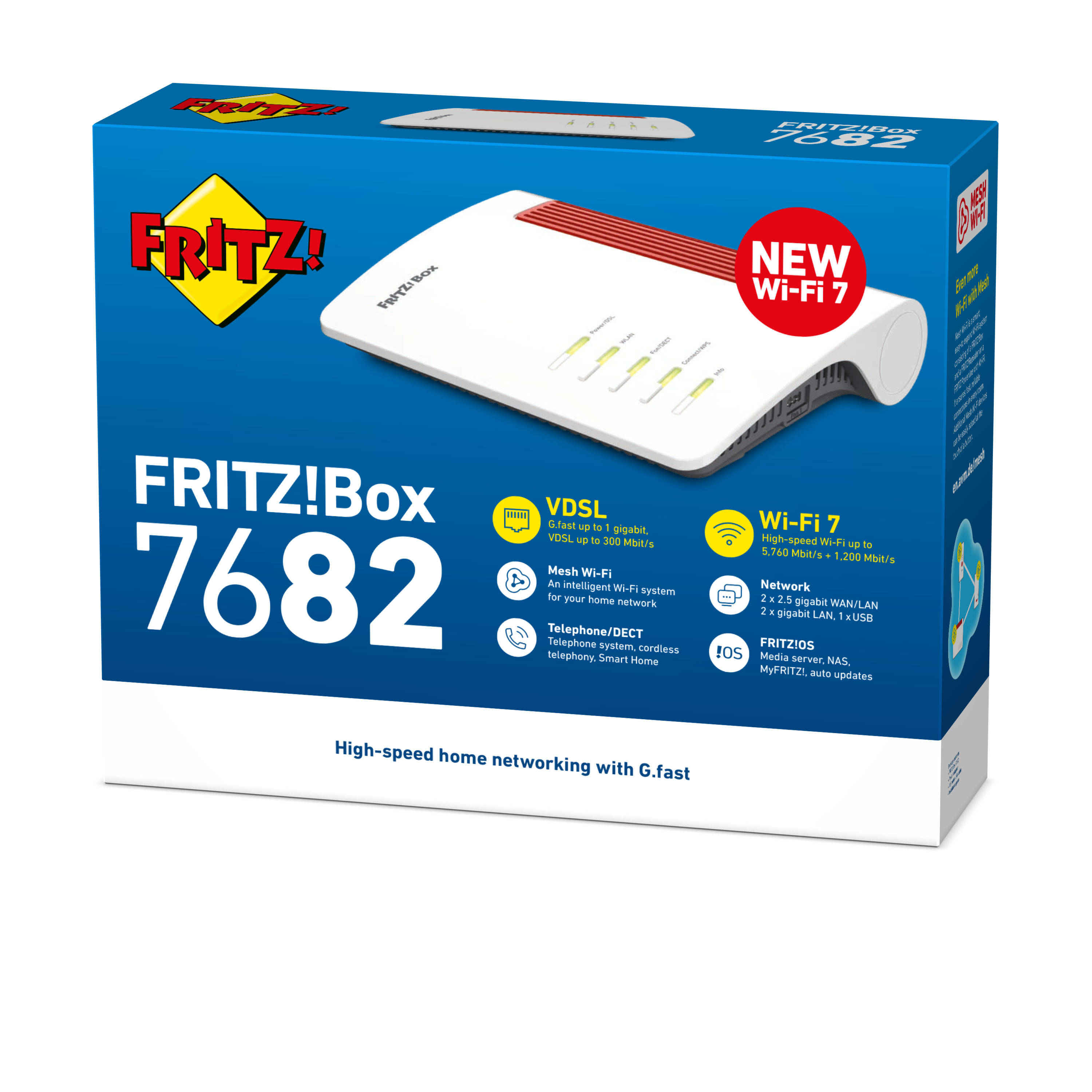 AVM FRITZ!Box 7682, (Wi-Fi 7) WLAN Mesh VDSL und G.fast Router 6960 ...