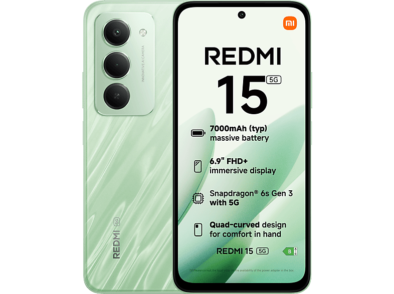 XIAOMI REDMI 15 5G 4GB RAM 128GB ROM- Groen | MediaMarkt