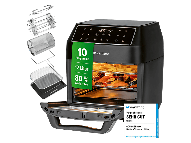 GOURMETMAXX 13606 Heißluft-Ofen 12 l, Schwarz | MediaMarkt