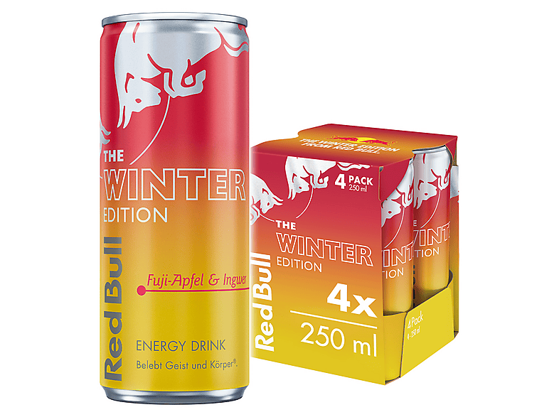 RED BULL Winter Edition Fuji-Apfel & Ingwer Energy Drink, 4x 0.25l ...