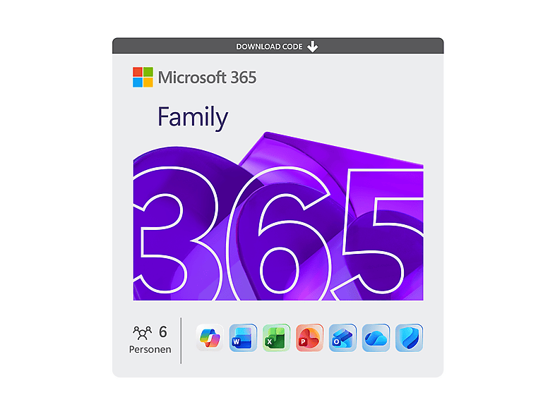 Microsoft 365 Family, 12 Monate für 1-6 Nutzer (je 5 Geräte), 6 TB ...