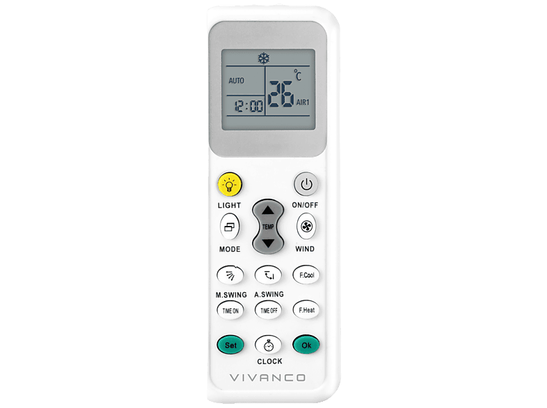 VIVANCO Afstandsbediening voor airconditioner, LCD, timer, 8 m Remote ...