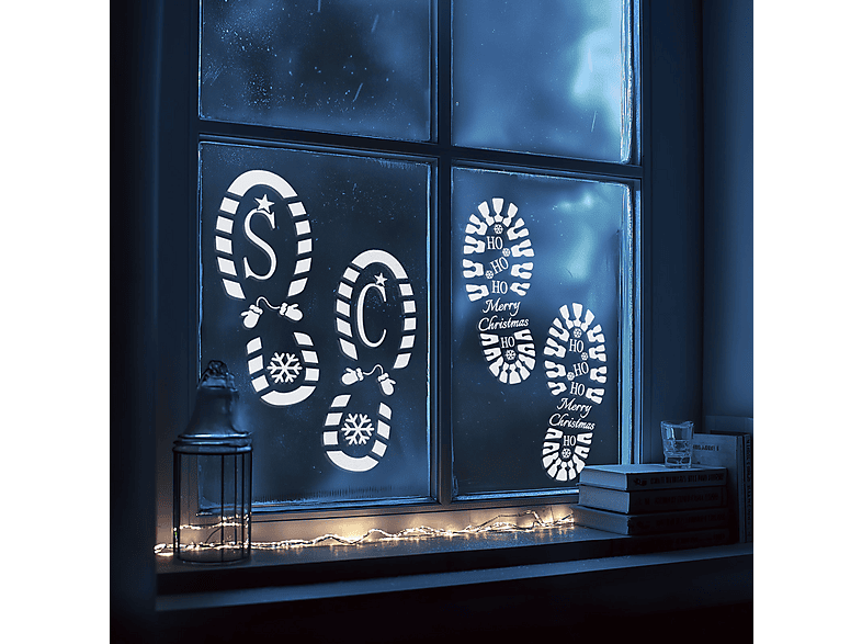 @HOME-XMAS Karácsonyi dekoráció, lábnyom sablon szett, műanyag, 30,5 x ...