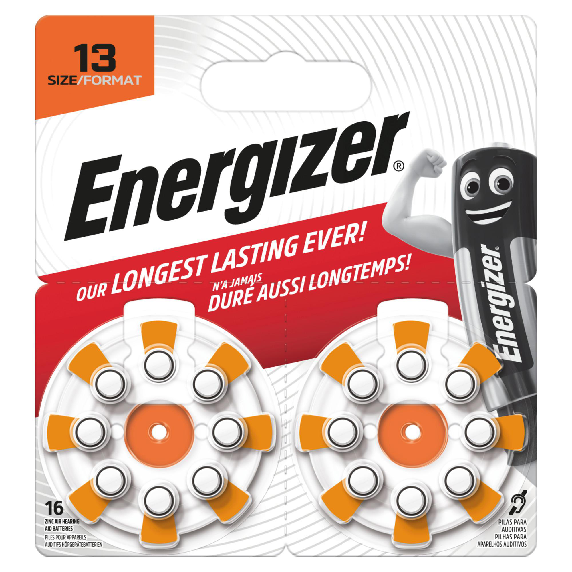 ENERGIZER Zinc-Air Turn & Lock 13, 16 Stück Zinc-Air Hörgerätebatterie ...