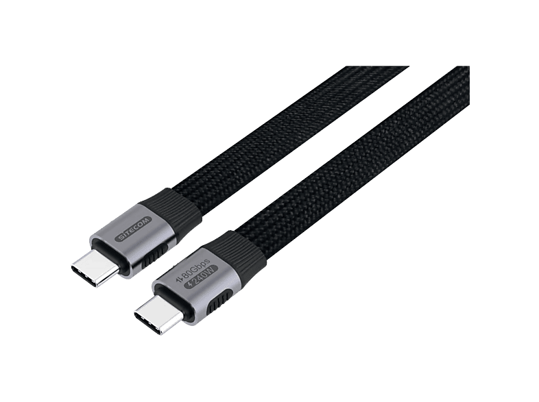 SITECOM USB-C FF-kabel 1 m 80 Gbps plat Zwart kabel Zwart | MediaMarkt