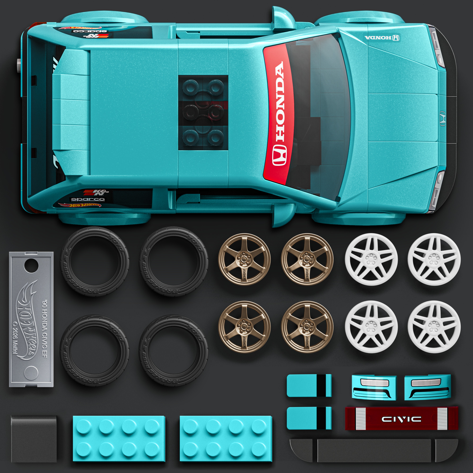 MATTEL BRICK SHOP JHF62 Hot Wheels Speed Series Honda Civic EF Bausatz ...