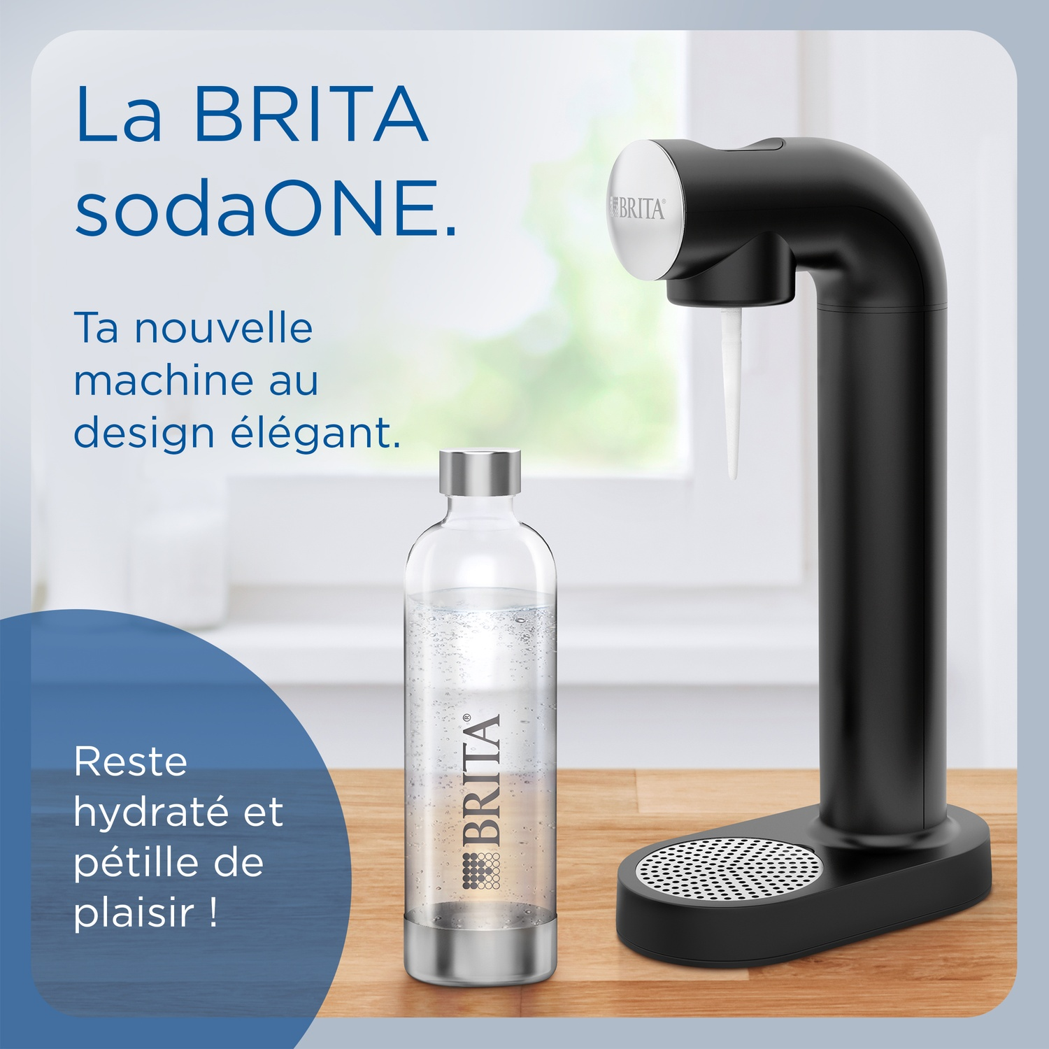 BRITA SodaONE Bruiswatertoestel Wit | met 1 CO2-cilinder en 1 Soda fles