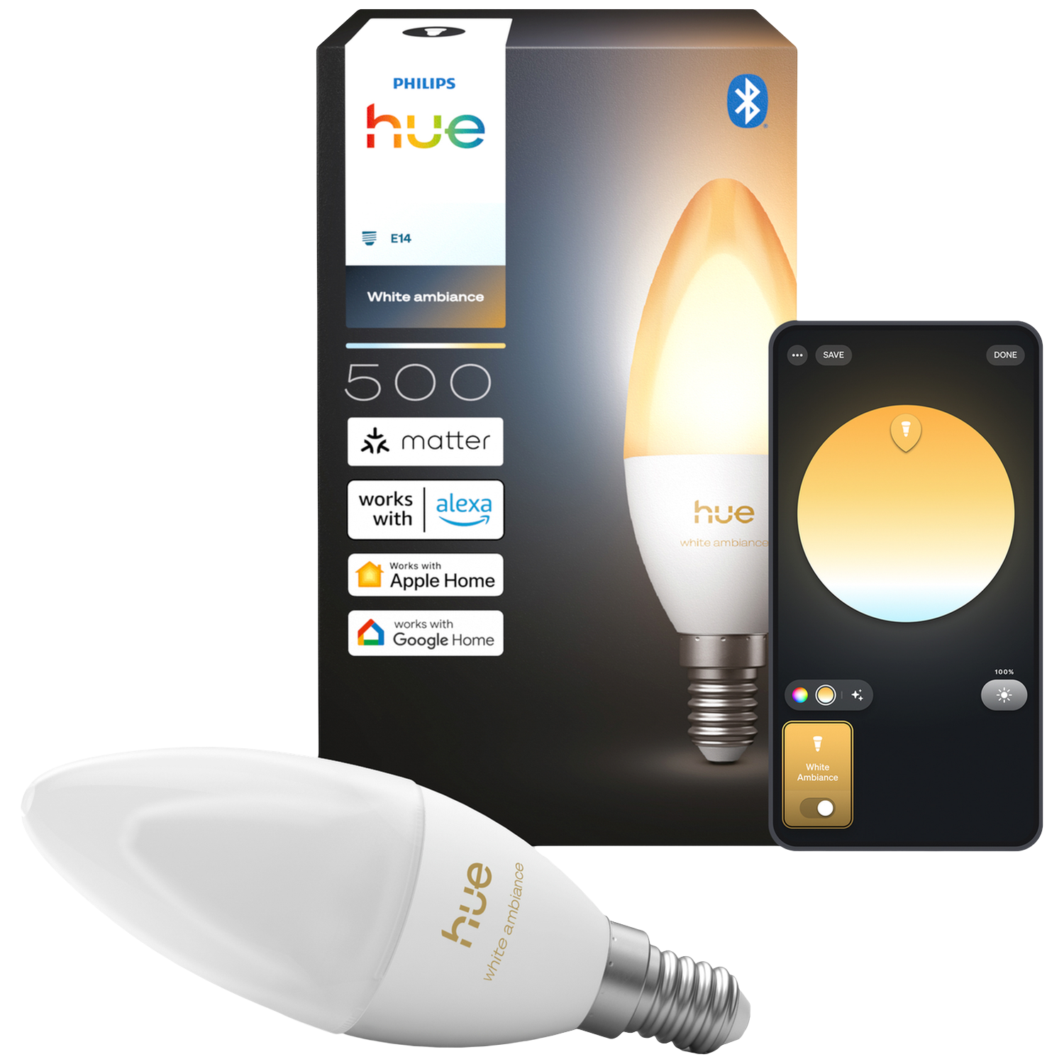 PHILIPS HUE Spot LED encastrable extra-plat – éclairage de salle de ...