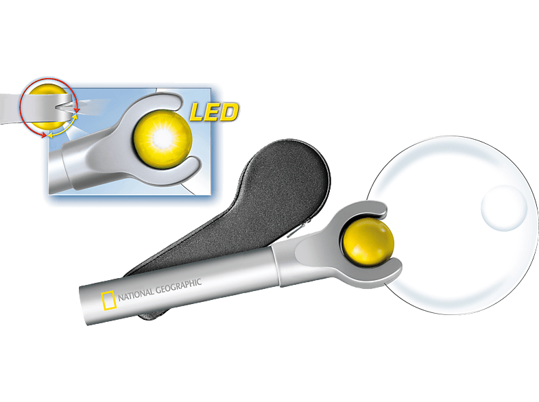 BRESSER LED Lupe 2.5x-4x National Geographic, LED Lupe, Grau | MediaMarkt