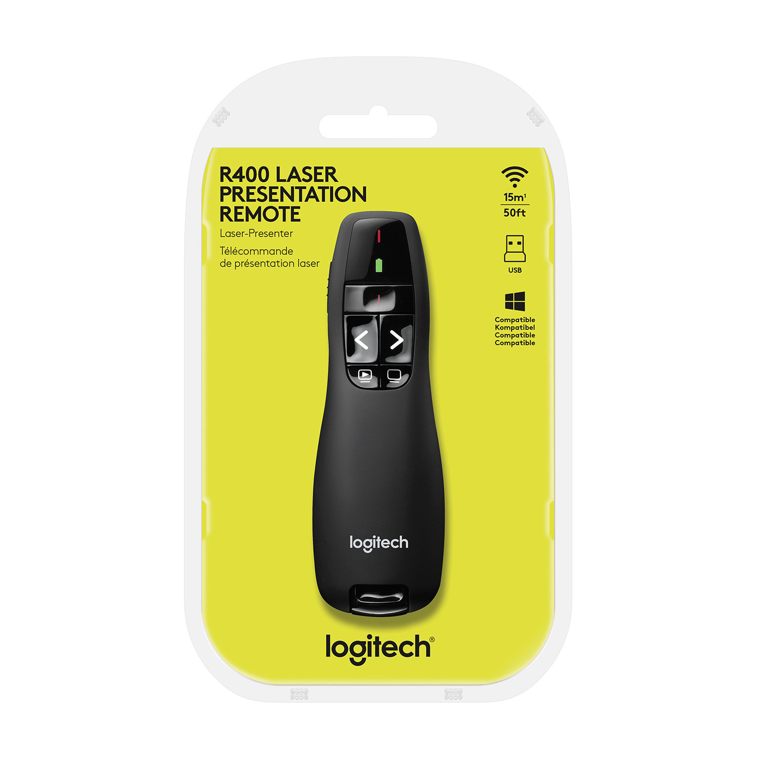 LOGITECH R400 Wireless Presenter, Schwarz Präsentationsfernbedienung ...
