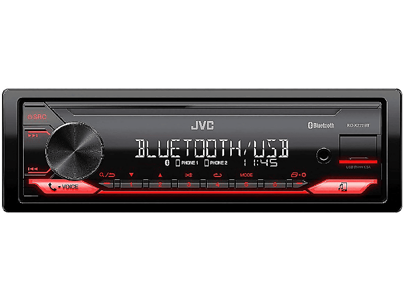 Autorradio | JVC KD-X272BT, Manos Libres, Bluetooth, USB, AUX, Spotify, 4 x 50 W, Negro