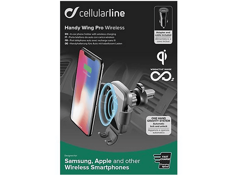 Soporte de móvil para coche | CellularLine HANDYWINGPROW, Universal ...