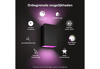 PHILIPS HUE Resonate muurlamp | wit en gekleurd licht - zwart kopen ...