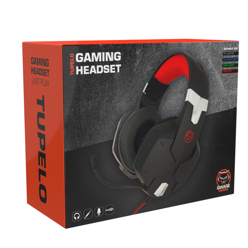 QWARE Gaming-headset Tupelo Rood | MediaMarkt