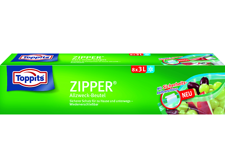 TOPPITS ZIPPER Allzweck-Beutel 8x3 Liter | MediaMarkt