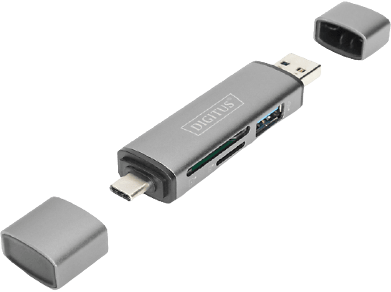 DIGITUS Dual Card Reader Hub USB-C / USB 3.0, Grau | MediaMarkt