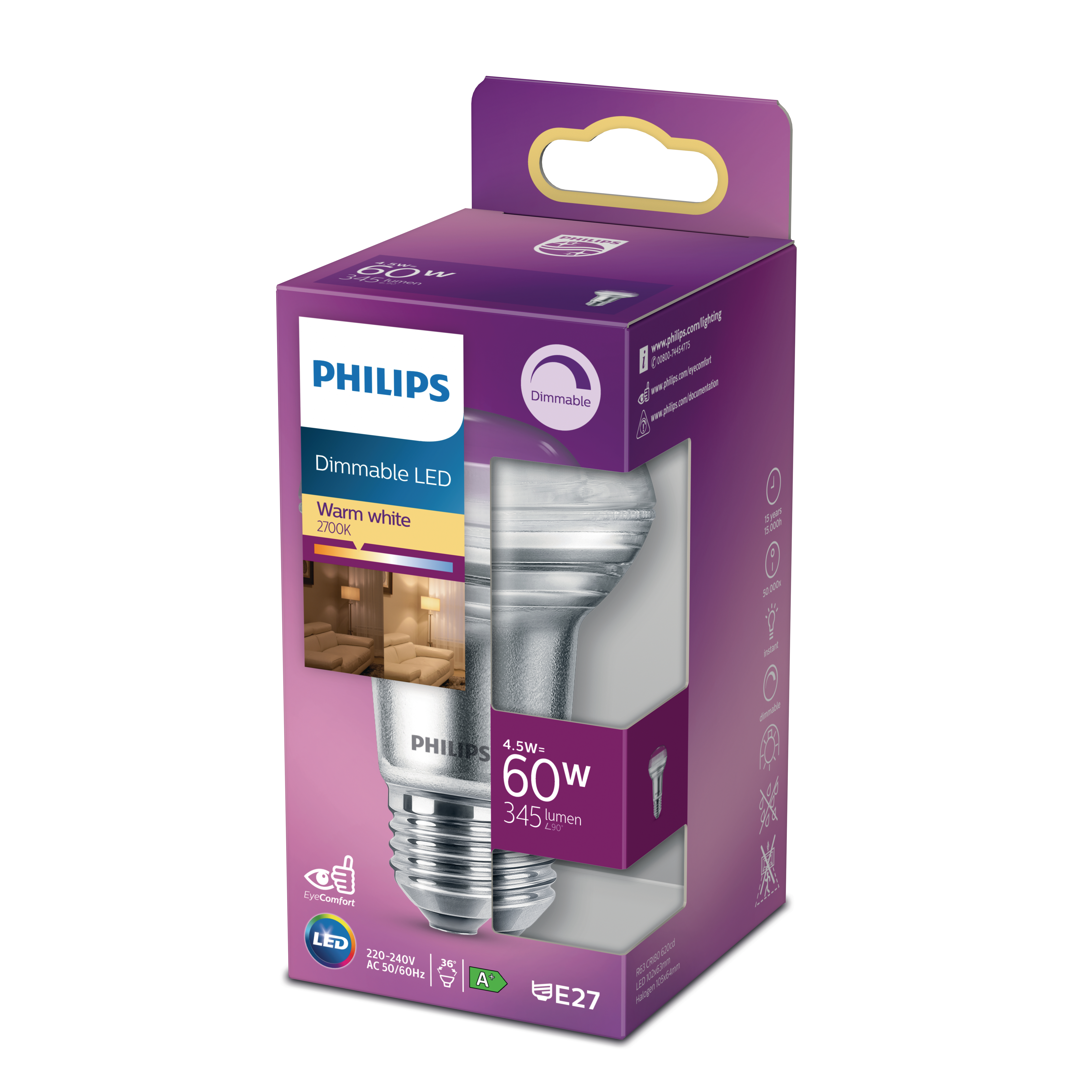 PHILIPS Reflektor LED CLA 60W R63 E27 WW 36D RF D SRT4 online kaufen ...