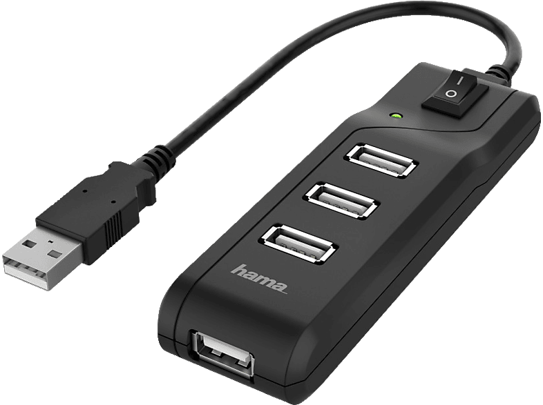 HAMA 4-fach, USB Hub, Schwarz | MediaMarkt
