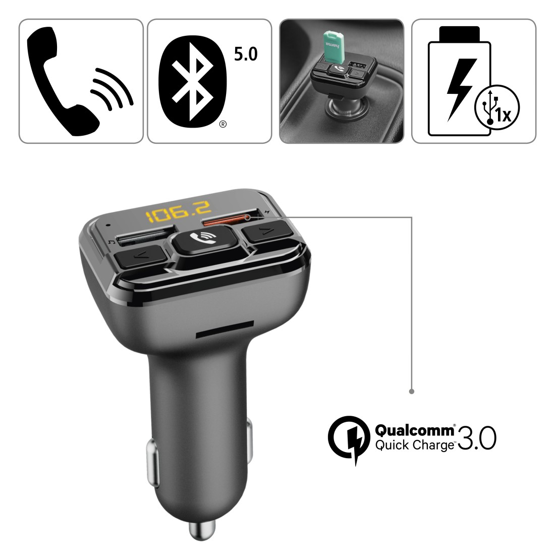 HAMA Bluetooth + Freisprechfunktion FM-Transmitter FM-Transmitter ...