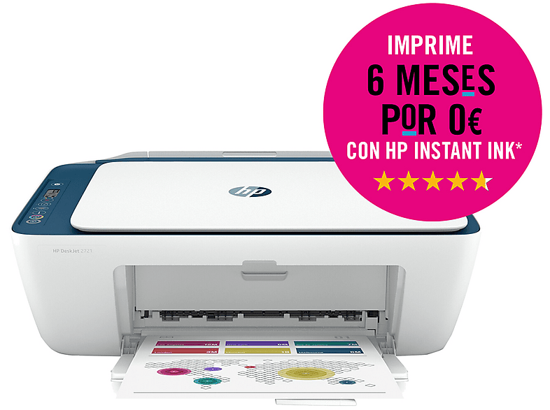 Impresora multifunción | HP DeskJet 2721, Inyección de tinta, Color, 7 ...