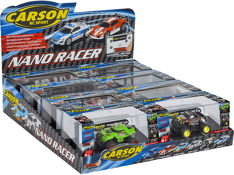 CARSON Nano Racer 8er Display Monster 2-fach sortiert ferngesteuertes ...