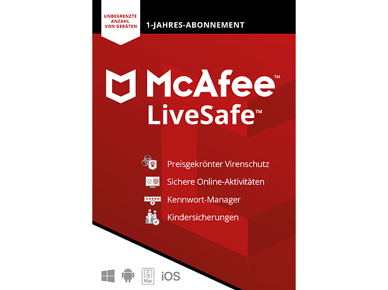 McAfee LiveSafe für alle Geräte in einem Haushalt, 1 Jahr, Code in ...
