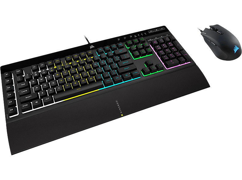 Pack gaming | Corsair K55 , QWERTY, USB, Retroiluminación LED RGB, 1000 ...