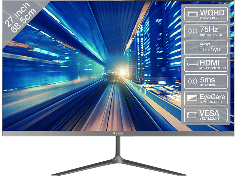 PEAQ PMO S271-IQC 27 Zoll WQHD Monitor (5 ms Reaktionszeit, 75 Hz) | Saturn