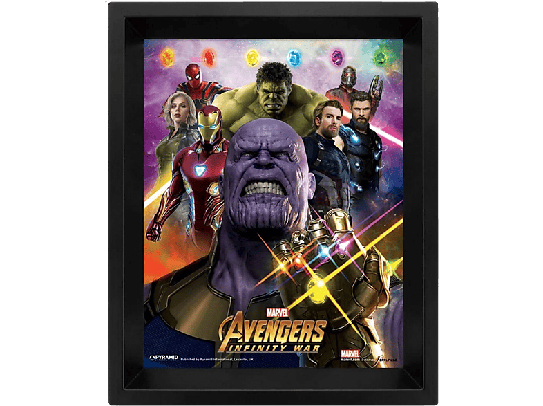 Póster | Avengers Infinity War, 3D, 25 x 20 cm, Enmarcado en negro ...