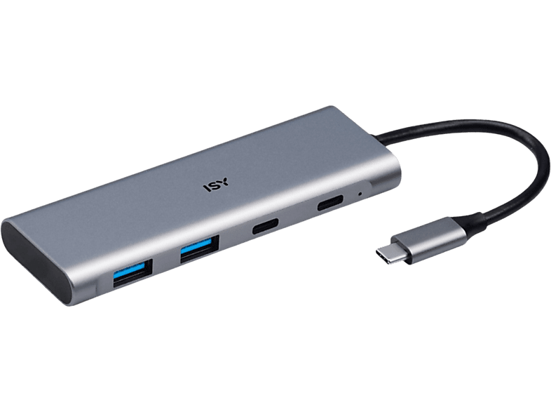 Hub | ISY IHU-5200, USB-C, 4 Puertos, 5 Gbps, 7.5 W, Plata