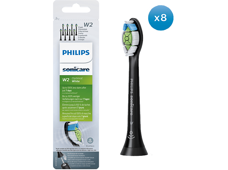 PHILIPS HX6068/13 Sonicare W2 Optimal White Opzet Borstels | Zwart ...