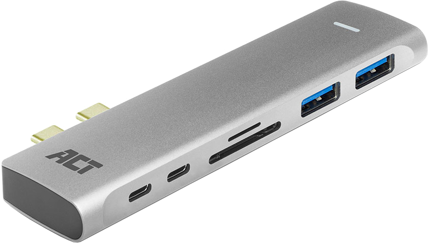 ACT Hub dubbel USB-C 7-in-1 Grijs (AC7025) | MediaMarkt