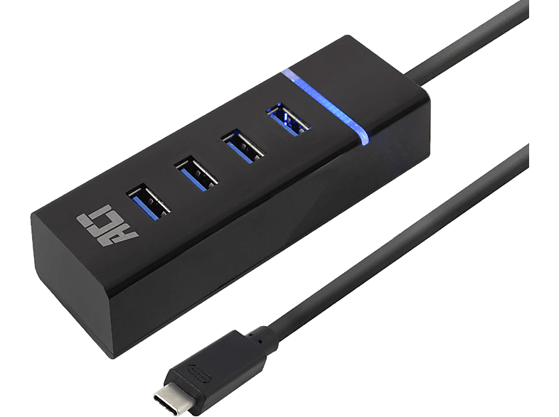 ACT USB Type-C HUB, 4xUSB-A port, USB 3.2 Gen1 , fekete (AC6415 ...