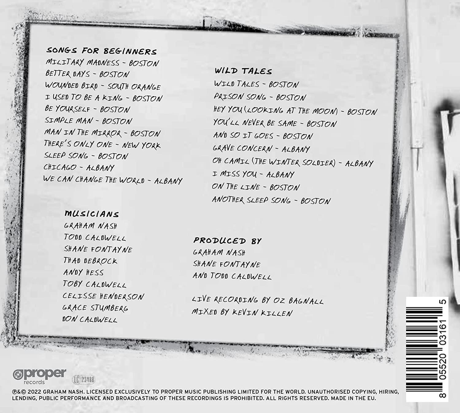 Graham Nash | Graham Nash - Live: Songs For Beginners - Wild Tales ...
