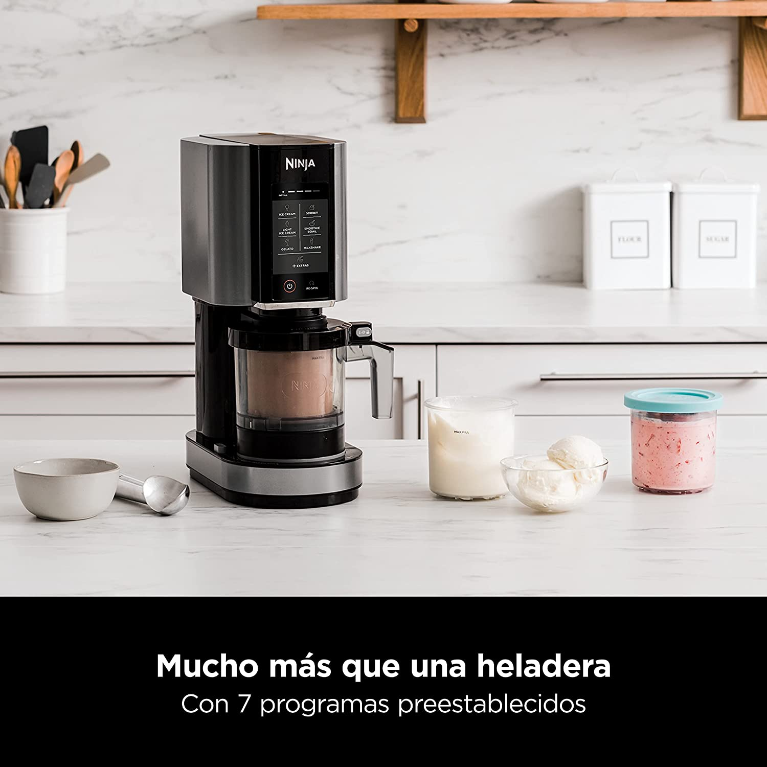 Heladera | Ninja CREAMI NC300EU, 7 programas, 800 W, 450 ml, Negro ...