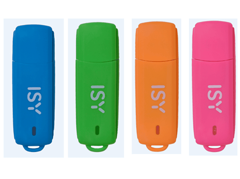 ISY IMU-2300-NEON USB-Stick, 64 GB, 4 MB/s, Neon-Blau, Neon-Grün, Neon ...