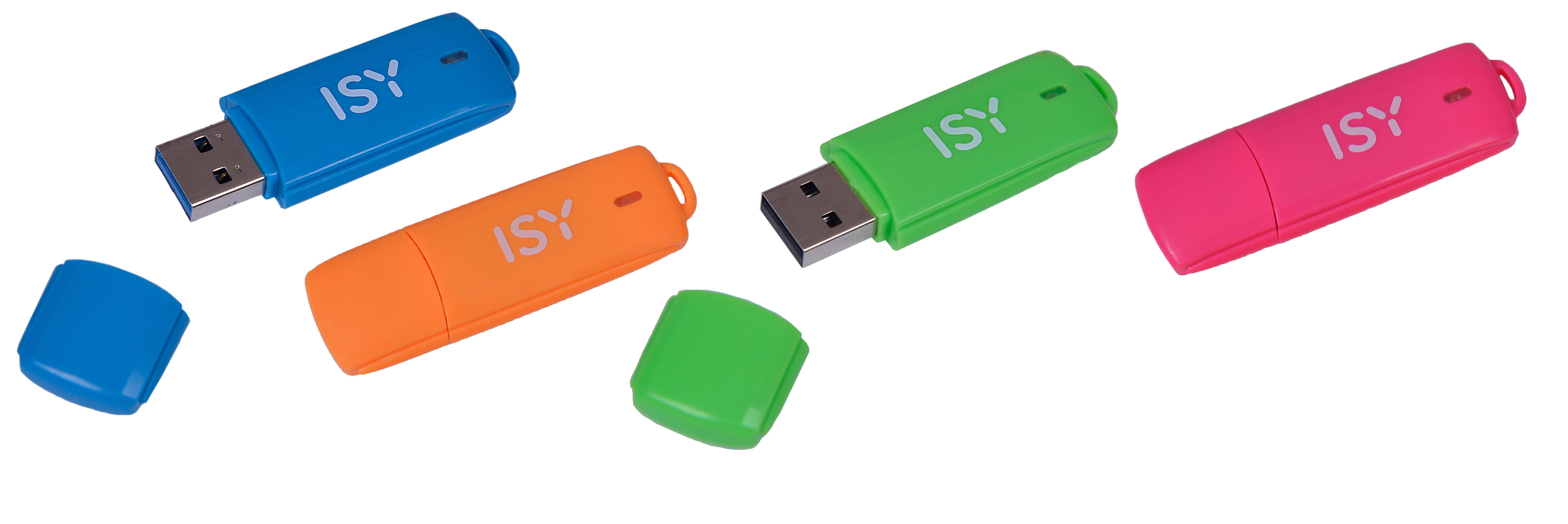 ISY IMU-2300-NEON USB-Stick, 64 GB, 4 MB/s, Neon-Blau, Neon-Grün, Neon ...