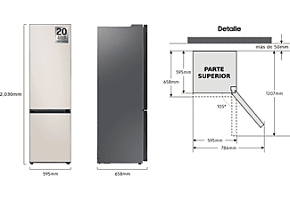 Frigorífico combi | Samsung Bespoke RB38A7B5D39/EF, 390 l, No Frost ...