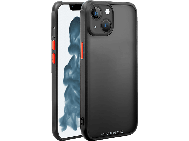 VIVANCO Frosted Cover, Backcover, Apple, iPhone 14, Transparent/Schwarz ...