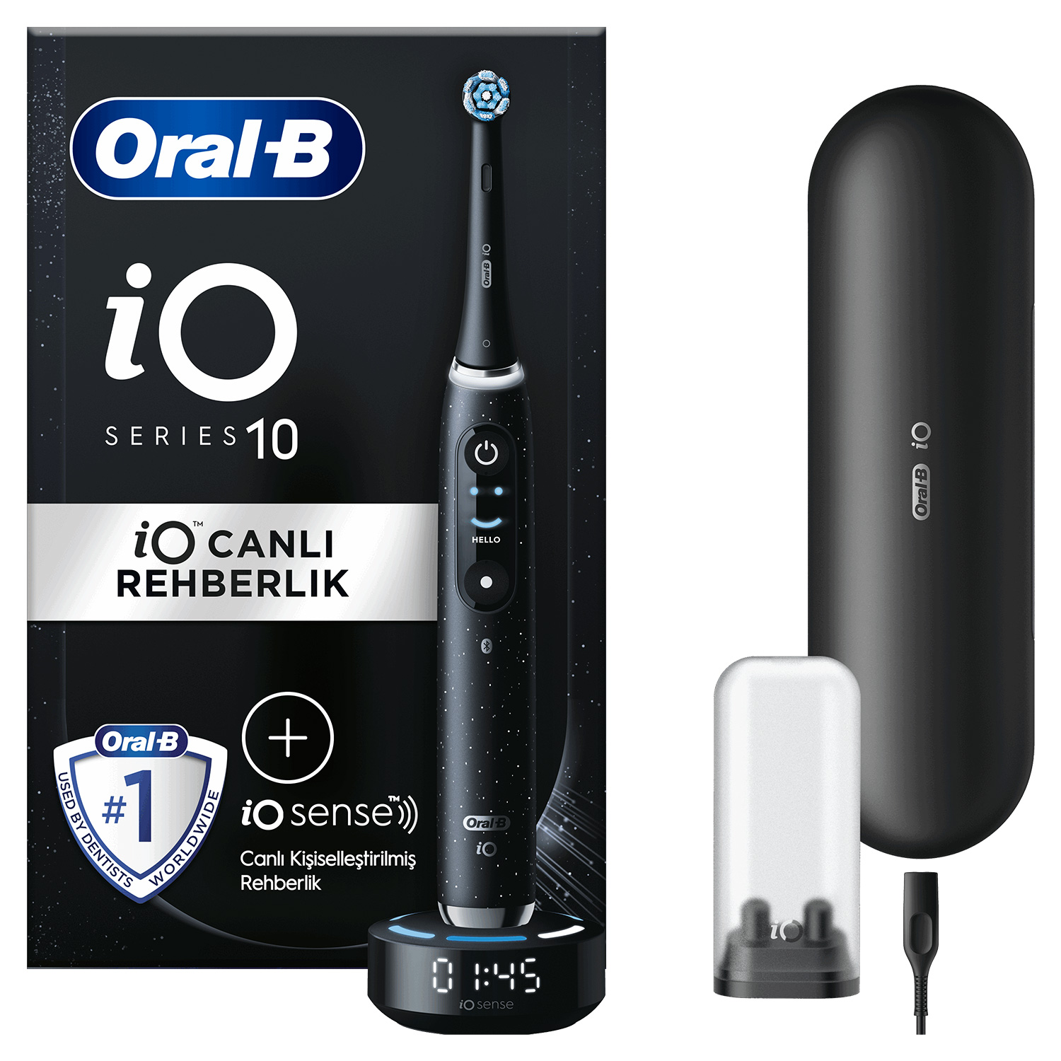 ORAL B iO 10 Şarjlı Diş Fırçası Siyah + Manyetik Şarj + Seyahat Kabı ...