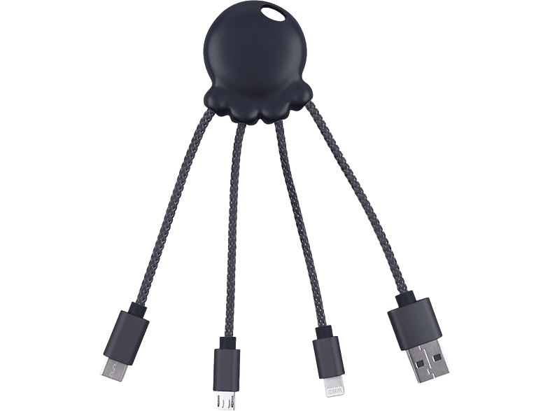 XOOPAR Eco-Octopus-kabelset USB/Micro-USB/USB-C/Lightning Metallic ...