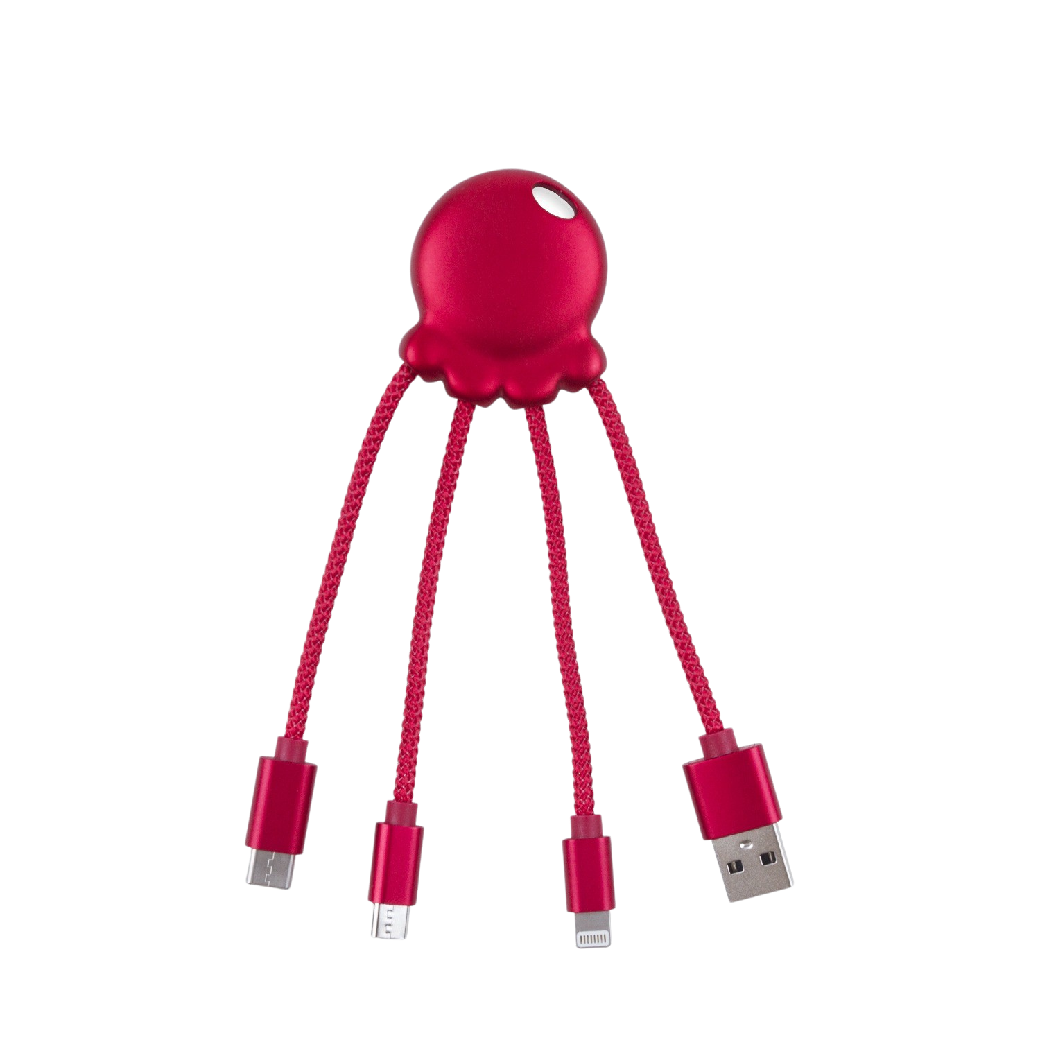XOOPAR Eco-Octopus-kabelset USB/Micro-USB/USB-C/Lightning Metallic Rood ...