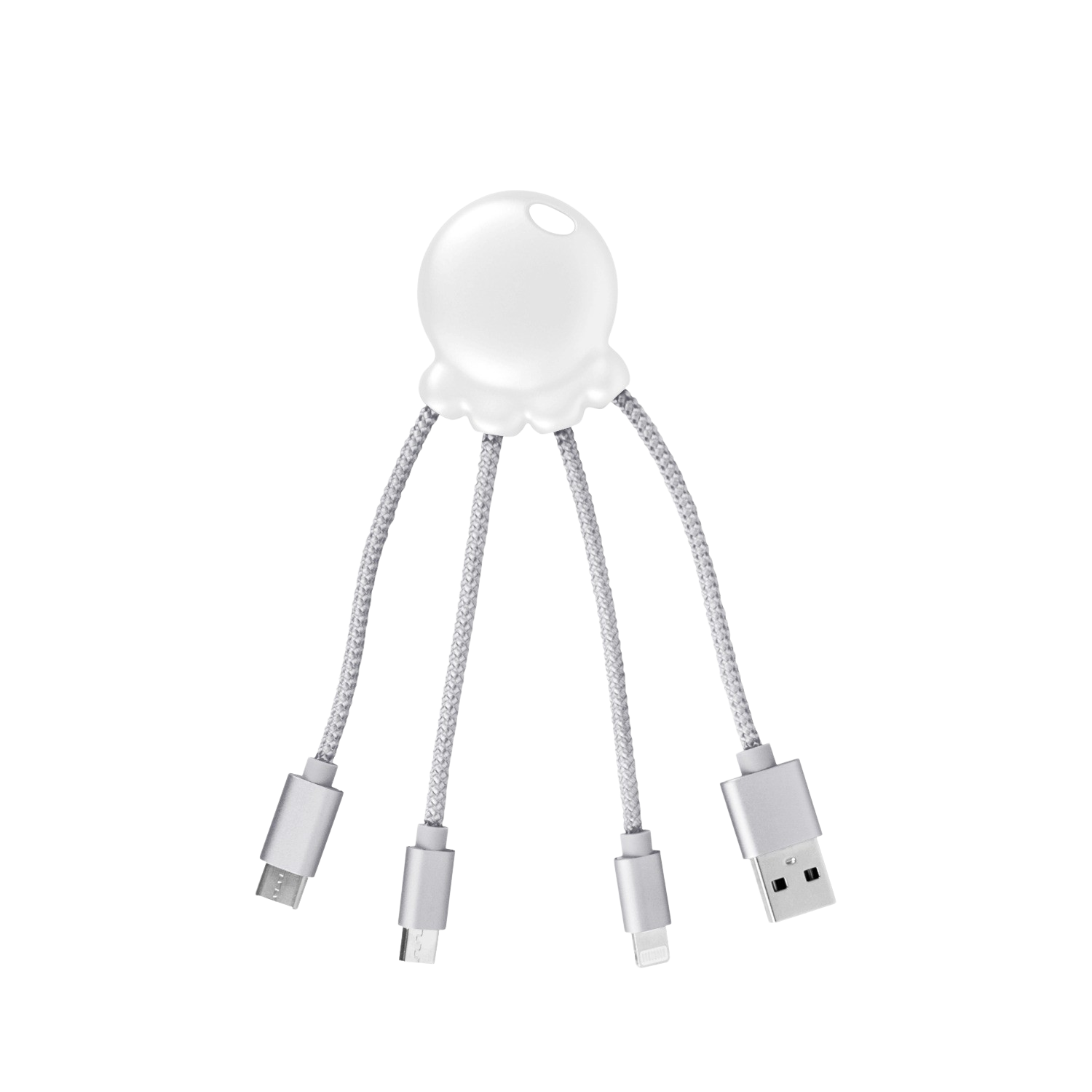 XOOPAR Eco-Octopus-kabelset USB/Micro-USB/USB-C/Lightning Metallic Wit ...