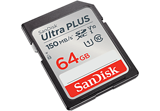 Tarjeta SDXC | SanDisk Ultra Plus, 64GB, 150 MB/s, UHS-I, V10, Clase 10 ...