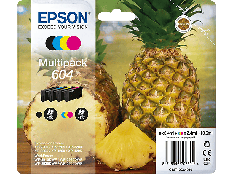 EPSON 604 Multipack | 4er-Pack Tintenpatrone Gelb, magenta, cyan ...