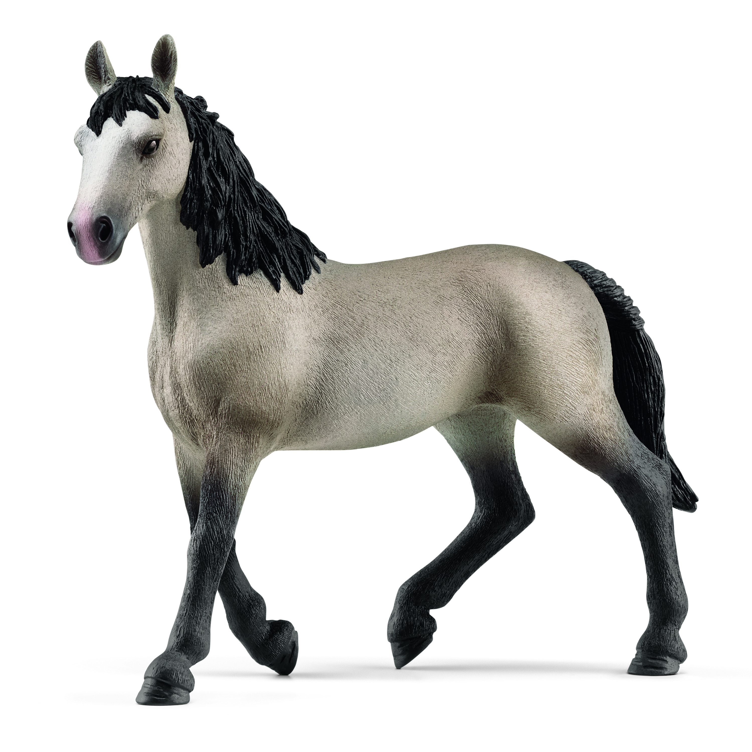 SCHLEICH 13955 Cheval de Selle Francais Stute Spielfigur Grau/Schwarz ...