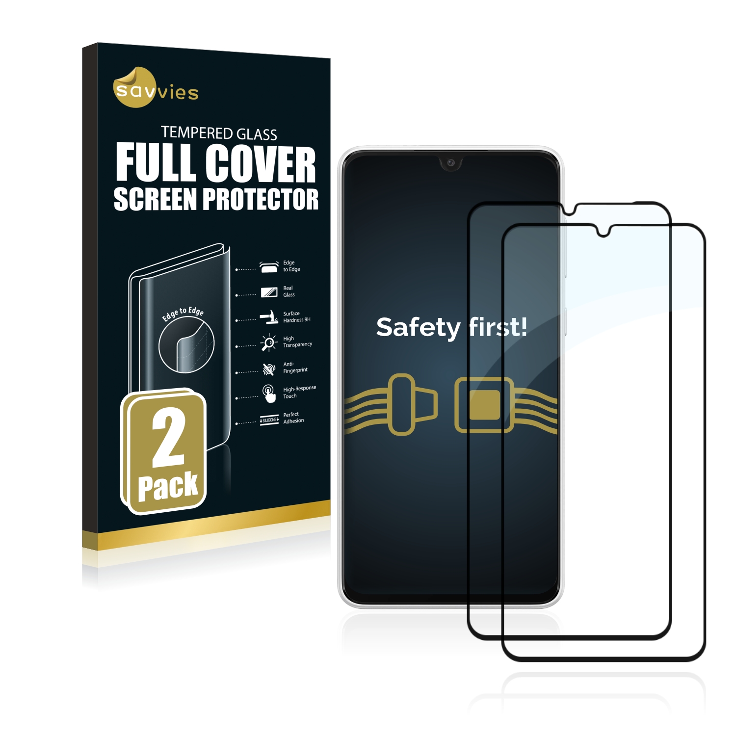 SAVVIES 2x Xtreme Glass 2.5D Full Cover Panzerglas Schutzglas(für Samsung Galaxy A33 5G ...