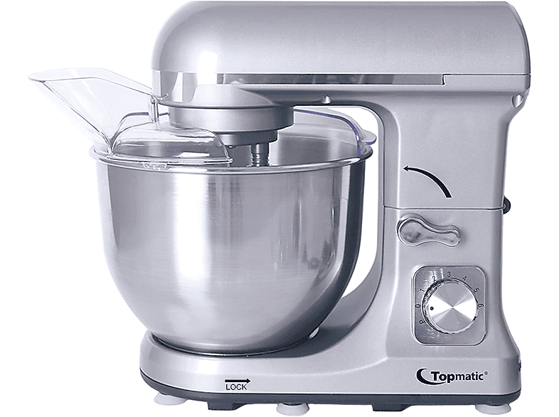 TOPMATIC PKM-1400.2 Küchenmaschine silberfarben (Rührschüsselkapazität ...